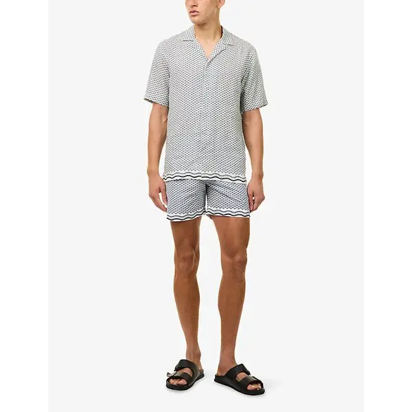 Orlebar Brown Maitan Ocra Printed Linen Shirt