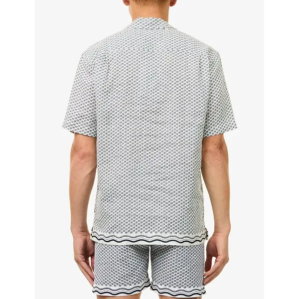 Orlebar Brown Maitan Ocra Printed Linen Shirt