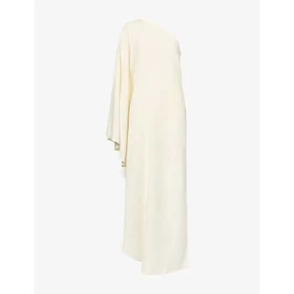 TALLER MARMO Asymmetric Cape Effect Crepe Midi Dress - Latte