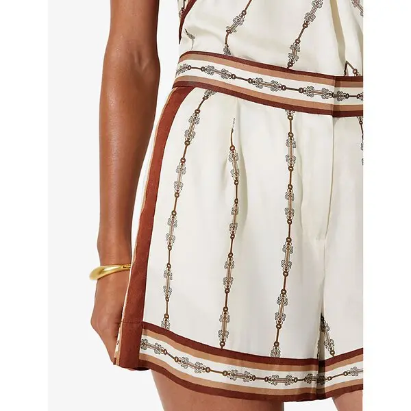 REISS Jayce Chain-print Satin Shorts