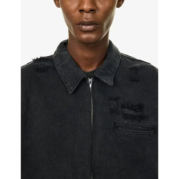 BASKETCASE Distressed Cotton Denim Jacket