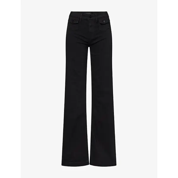 Paige Leenah Patch-pocket Wide-leg Stretch-denim Jeans - Black Shadow