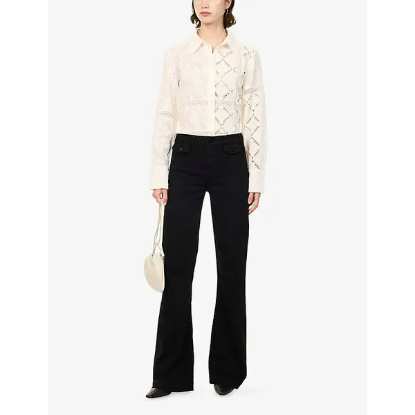 Paige Leenah Patch-pocket Wide-leg Stretch-denim Jeans