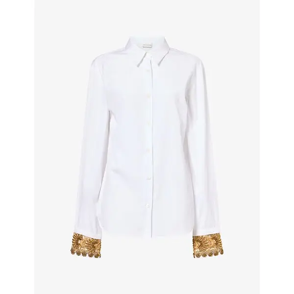 Dries Van Noten Bead-embellished Embroidered Cotton Shirt - White