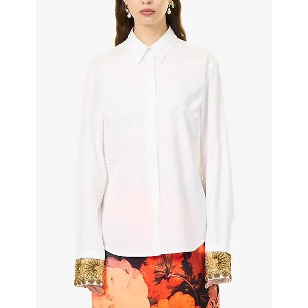 Dries Van Noten Bead-embellished Embroidered Cotton Shirt