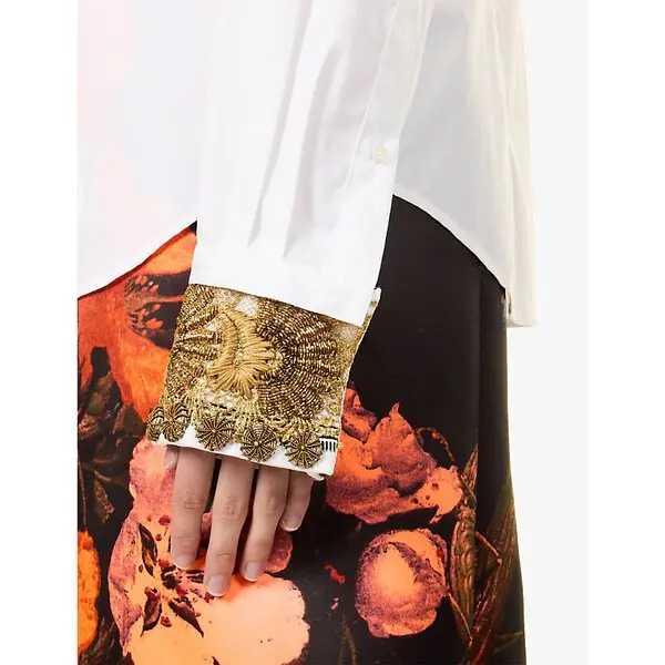 Dries Van Noten Bead-embellished Embroidered Cotton Shirt