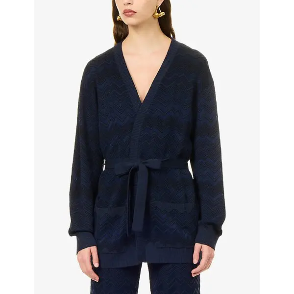 Missoni Belted Chevron Knitted Cardigan