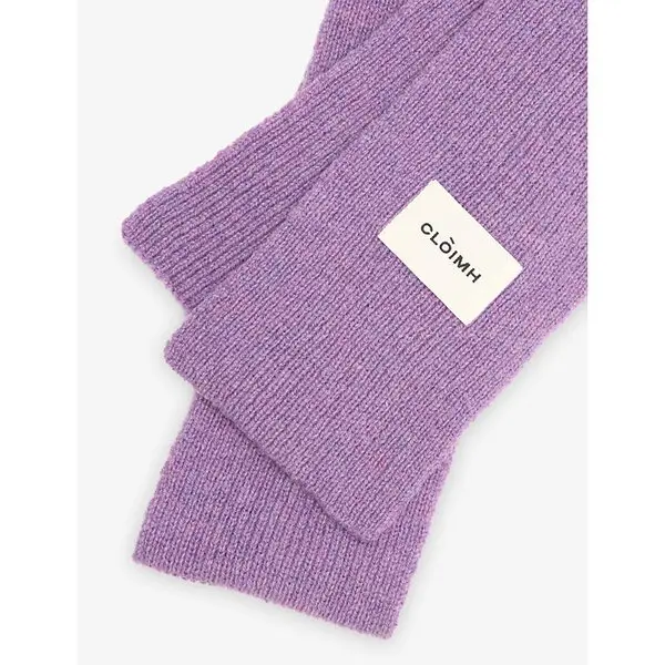 CLOIMH Branded-patch Ribbed Wool Scarf