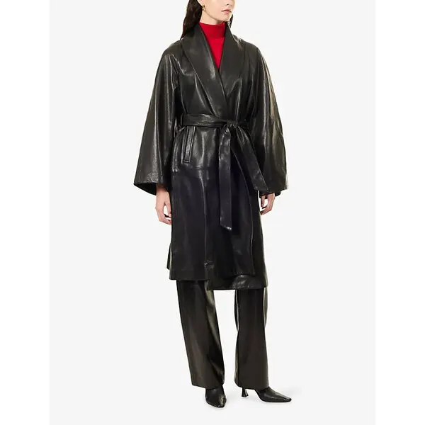 Nour Hammour Sylvie Shawl-lapel Leather Coat