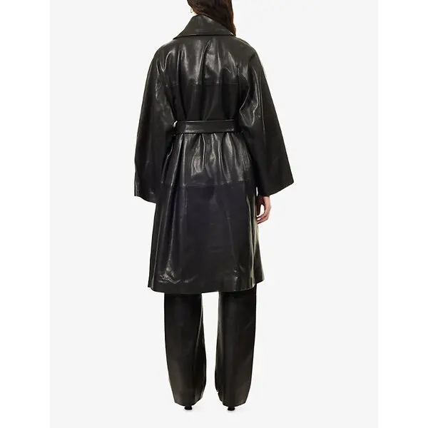 Nour Hammour Sylvie Shawl-lapel Leather Coat