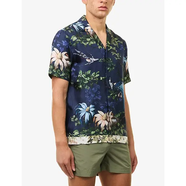 Orlebar Brown Maitan Printed Short-sleeve Silk Shirt Xxl