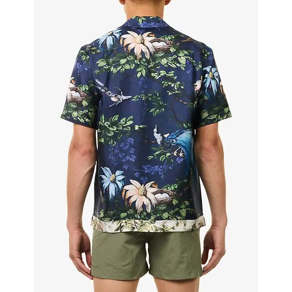 Orlebar Brown Maitan Printed Short-sleeve Silk Shirt Xxl