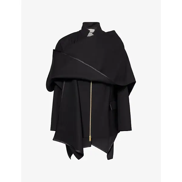 DARKPARK Robin Detachable Cape Wool Blazer Jacket - Black