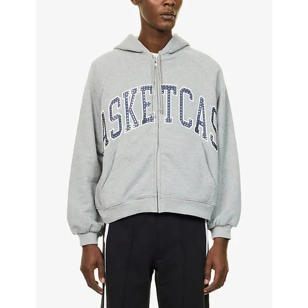 BASKETCASE Logo-print Athletics Studded Full-zip Jersey Hoody