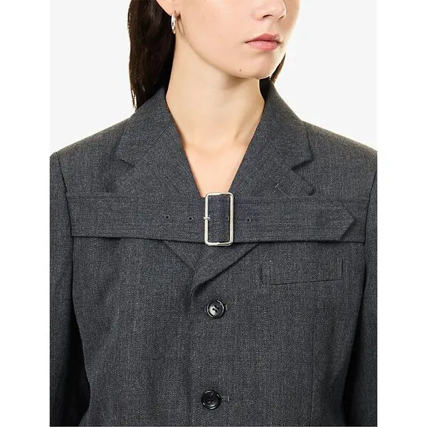 Comme Des Garçons Buckle Notch-lapel Wool Blazer