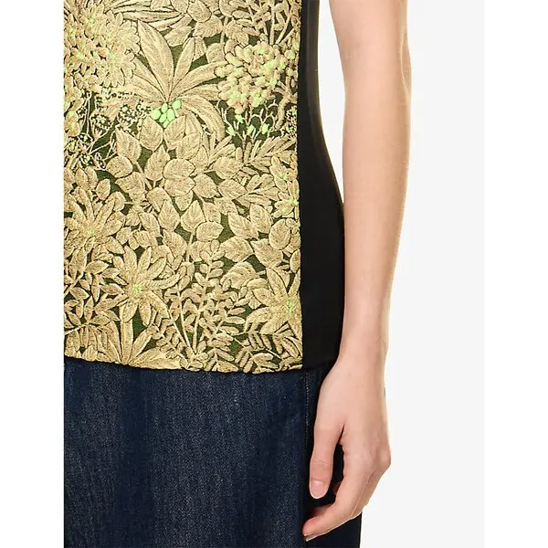 Dries Van Noten Embroidered Jacquard Woven Top