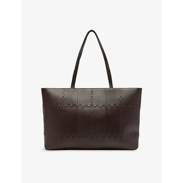 Whistles Whipstitch Leather Tote Bag - Chocolate