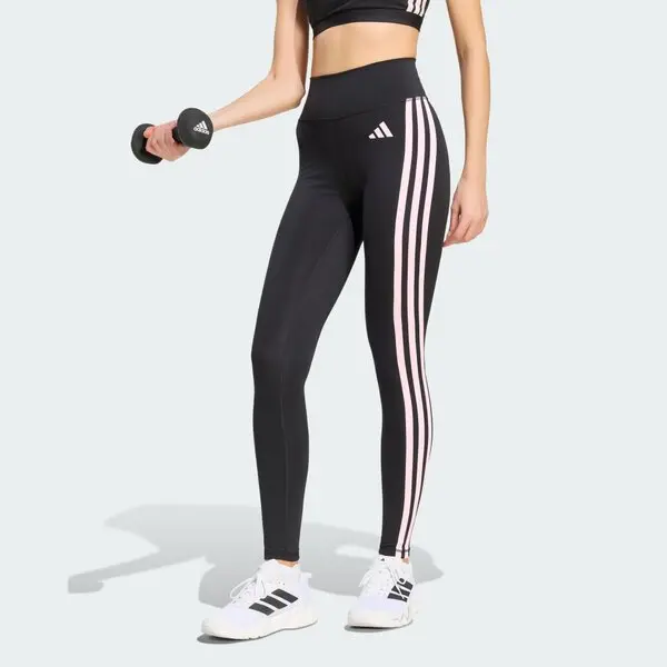 Adidas Optime Essentials 3-stripes 7/8 Leggings Black - Black / Clear Pink