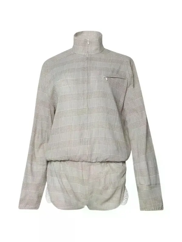 Christopher Esber Batiste Embroidered Prince Of Wales Check Jumpsuit - Neutrals