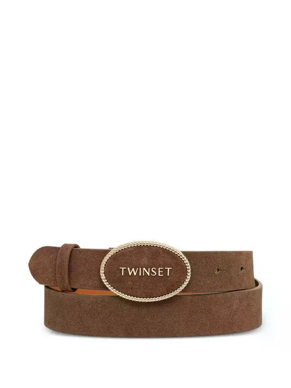 TWINSET Logo Plaque Suede Belt - Brown