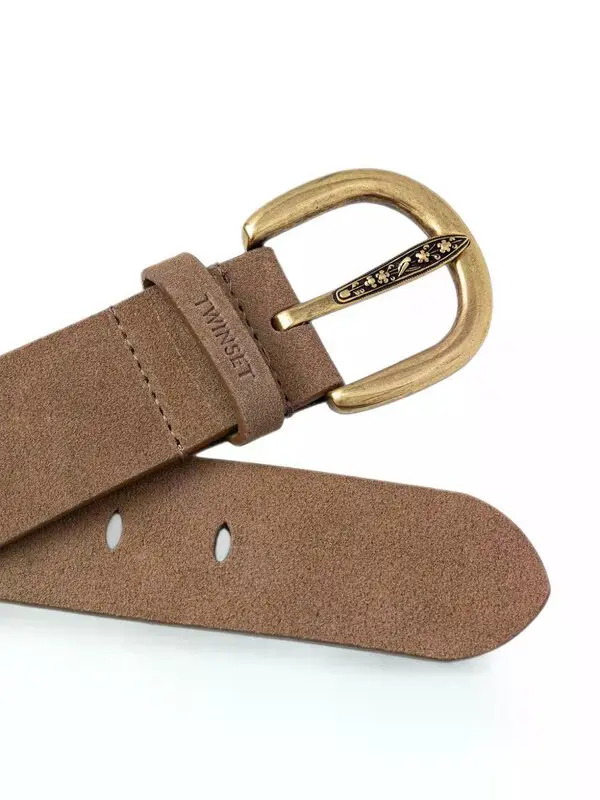 TWINSET Engraved-buckle Suede Belt
