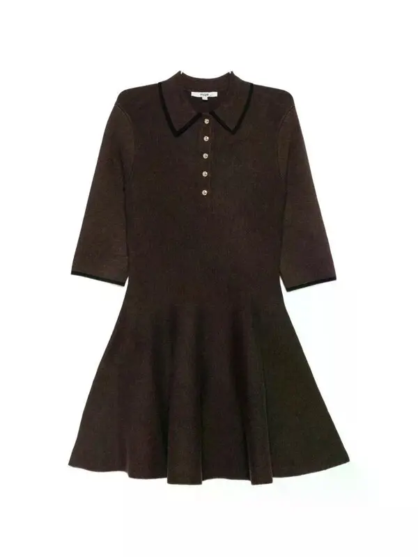 Maje Button-up Collared Mini Dress - Brown