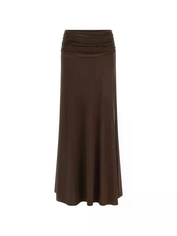 Guess Milena Ruched-waistband Long Skirt - Brown