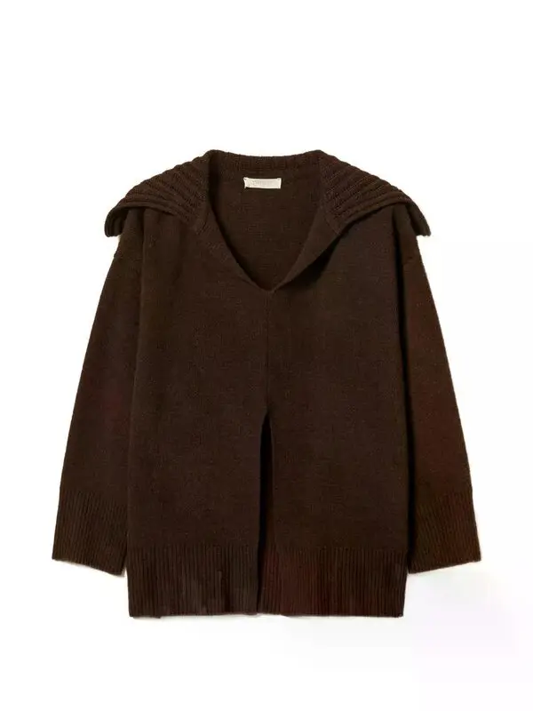 TWINSET Wool-blend Maxi Jumper With Slit - Brown