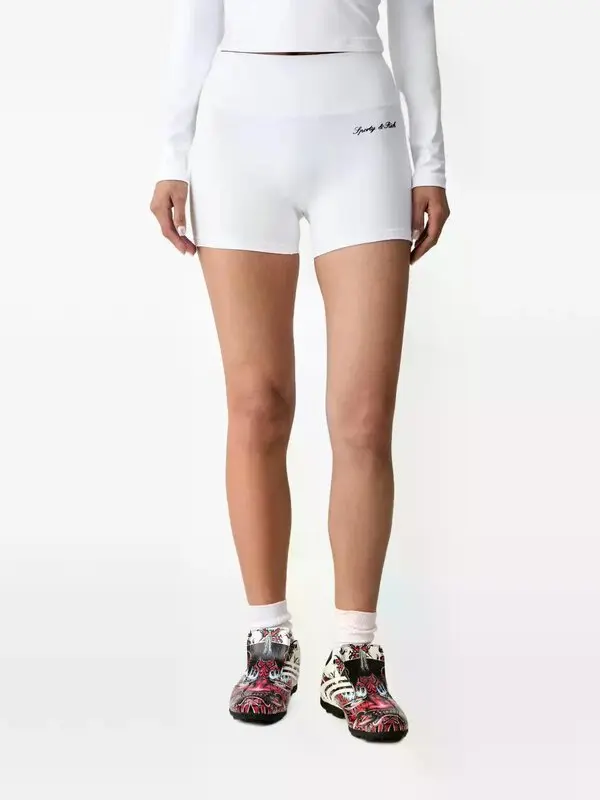 SPORTY & RICH Logo-print High-waisted Shorts