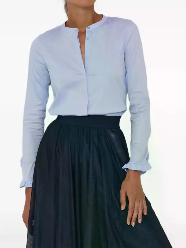 MOS MOSH Mattie Ruffle Buttoned Shirt - Blue