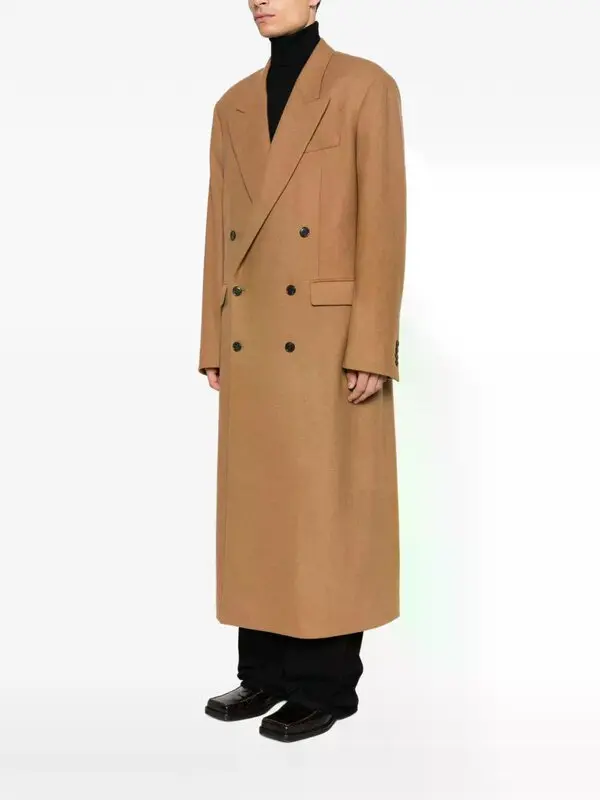 SPINA Double-breasted Layered-hood Coat