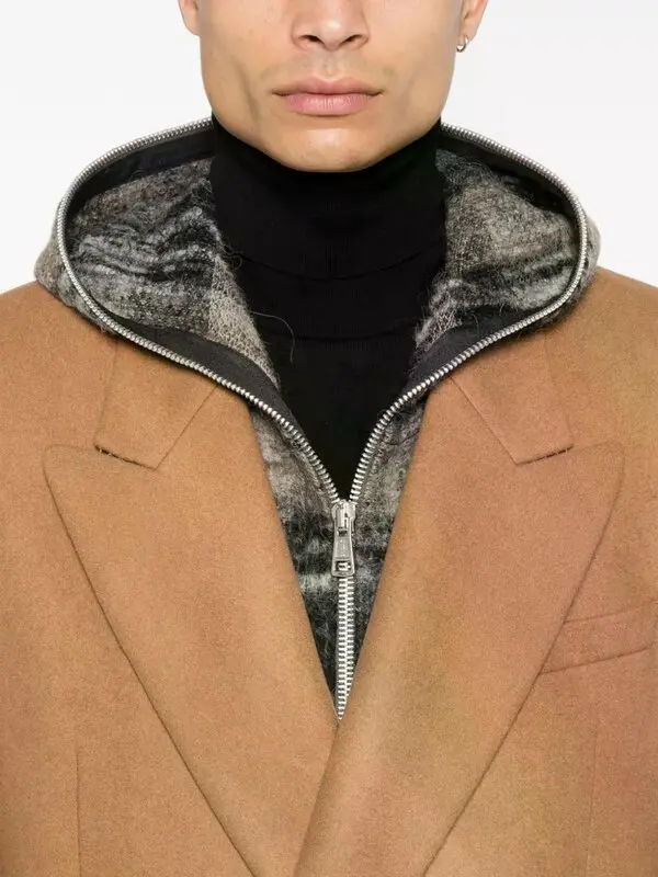 SPINA Double-breasted Layered-hood Coat