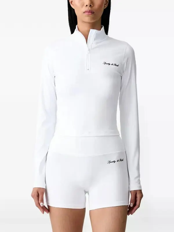 SPORTY & RICH Logo-print Quarter-zip Sweatshirt