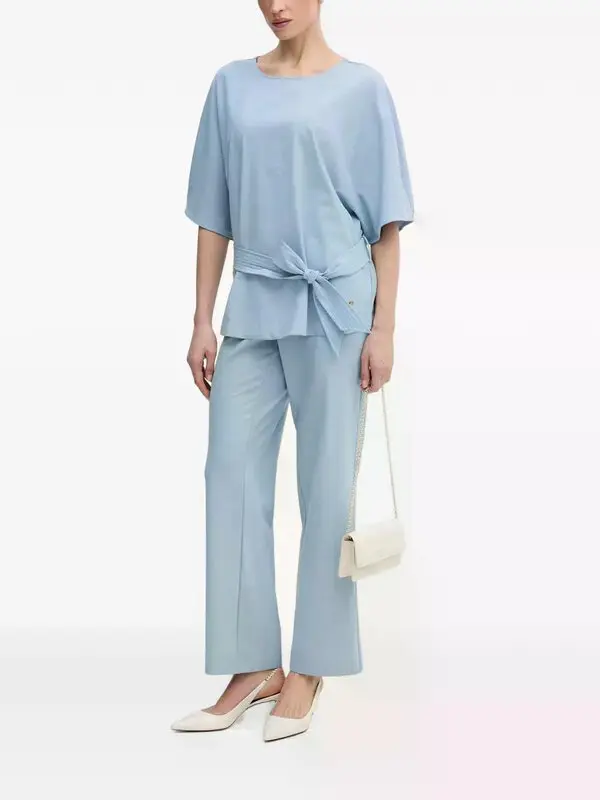 MOS MOSH Belt Short-sleeve Blouse - Blue