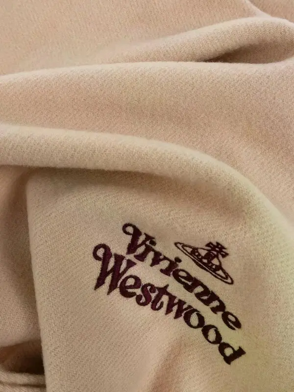 VIVIENNE WESTWOOD Logo-embroidered Fringed Scarf