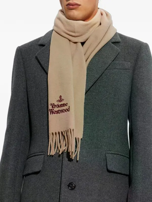 VIVIENNE WESTWOOD Logo-embroidered Fringed Scarf