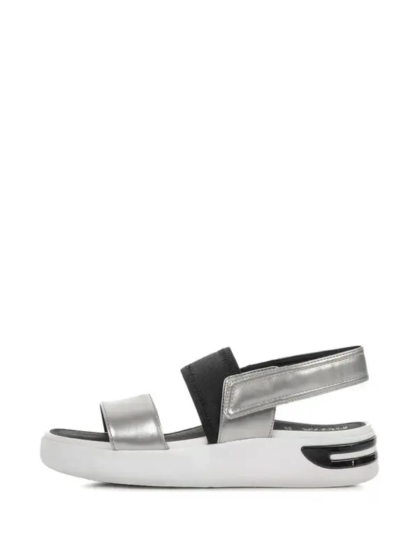 Geox Metallic-effect Touch-strap Flat Sandals