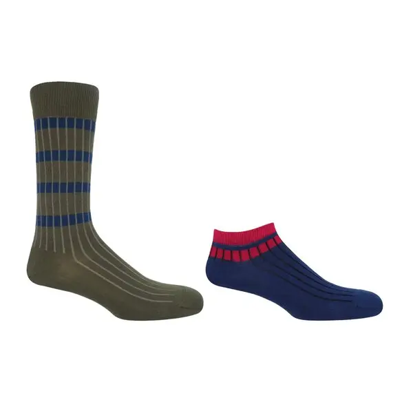 PEPER HAROW - MADE IN ENGLAND Old School Olive Luxury Crew & Navy Trainer Men’s Socks Bundle - Blue/green