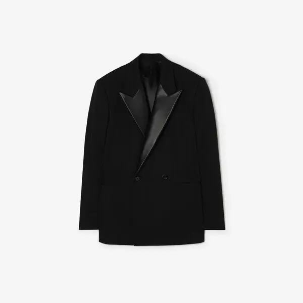 Burberry Pinstriped Wool Tuxedo Jacket - Black