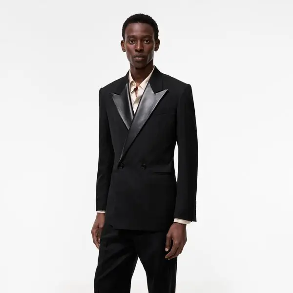 Burberry Pinstriped Wool Tuxedo Jacket