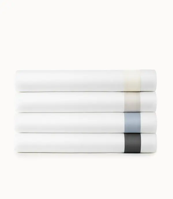 PEACOCK ALLEY Soprano Trim Sateen Flat Sheet - Ivory