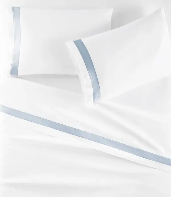 PEACOCK ALLEY Soprano Trim Sateen Pillowcases - Platinum