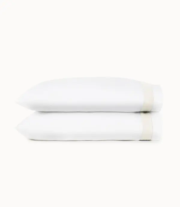 PEACOCK ALLEY Soprano Trim Sateen Pillowcases - Platinum
