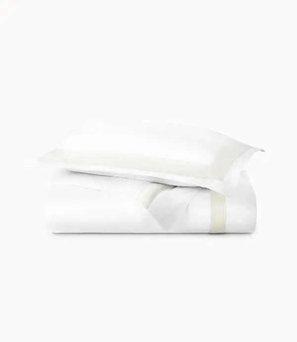 PEACOCK ALLEY Soprano Trim Sateen Duvet Cover - Platinum