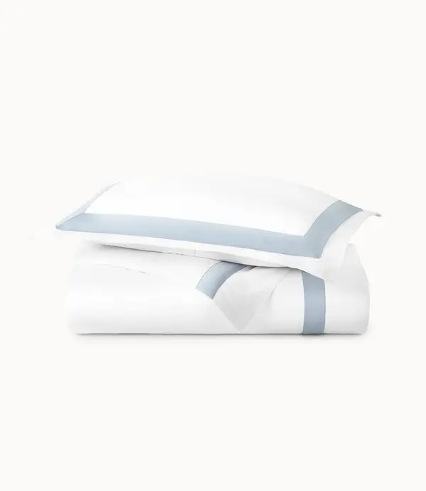 PEACOCK ALLEY Soprano Trim Sateen Duvet Cover - Platinum