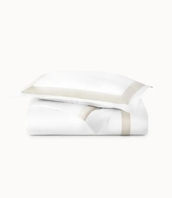 PEACOCK ALLEY Soprano Trim Sateen Duvet Cover - Platinum