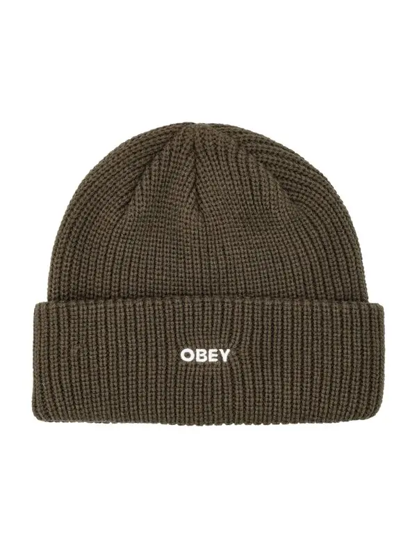 Obey Rib-knit Mid-depth Beanie With Mini Logo - Nero