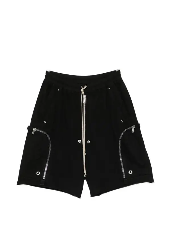 Rick Owens Cotton Shorts With Drawstring Waist And Zip Pockets - Nero