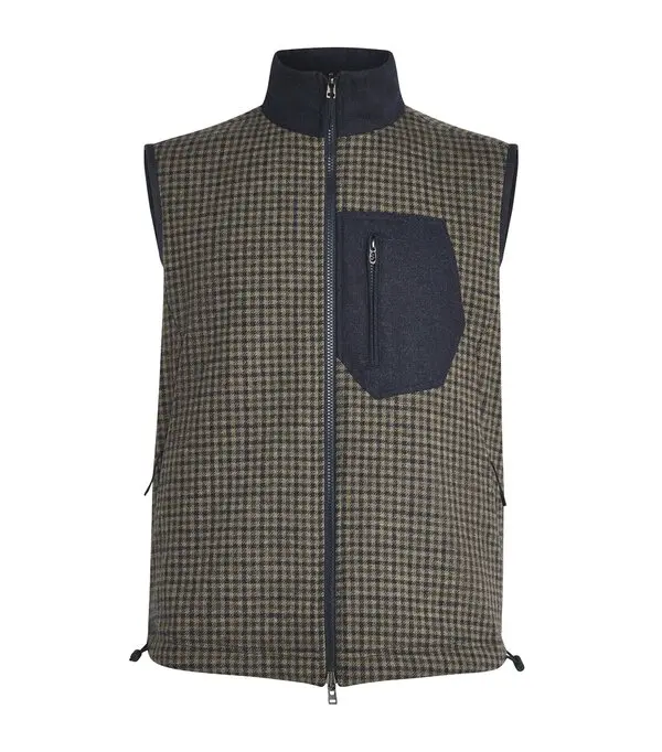 Sease Check Reversible Gilet - Green