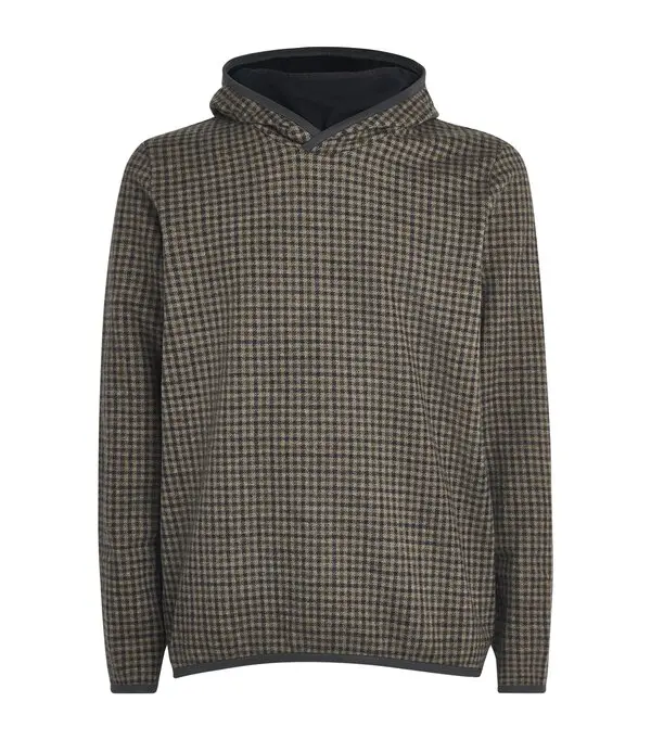 Sease Virgin Wool-blend Check Hoodie - Green